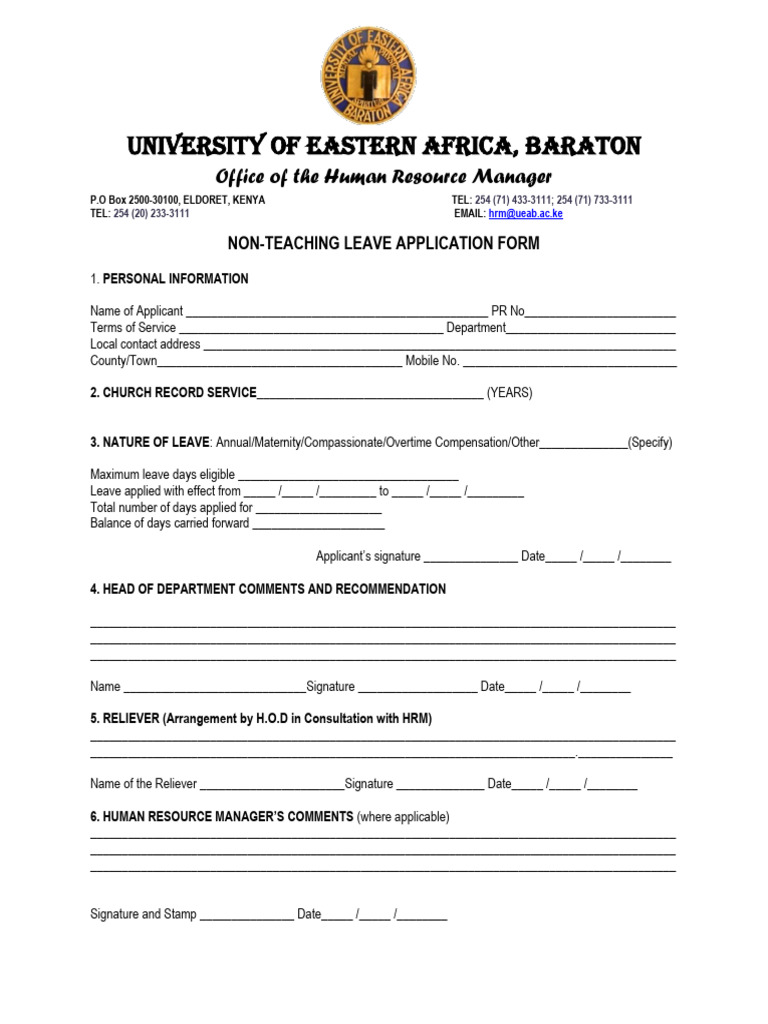 Non-Teaching Leave Application Form | PDF