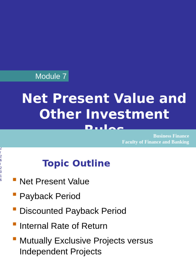 Investment Evaluation: NPV & IRR Methods | PDF | Net Present Value ...