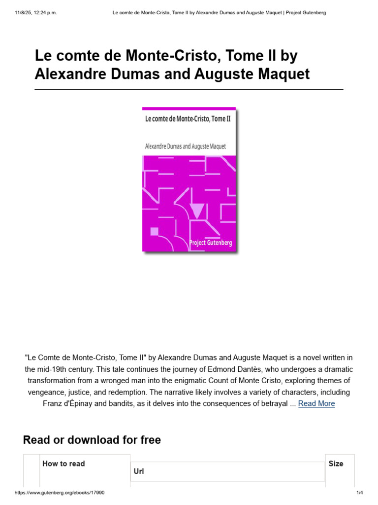 Le Comte de Monte-Cristo, Tome II | PDF | The Count Of Monte Cristo ...