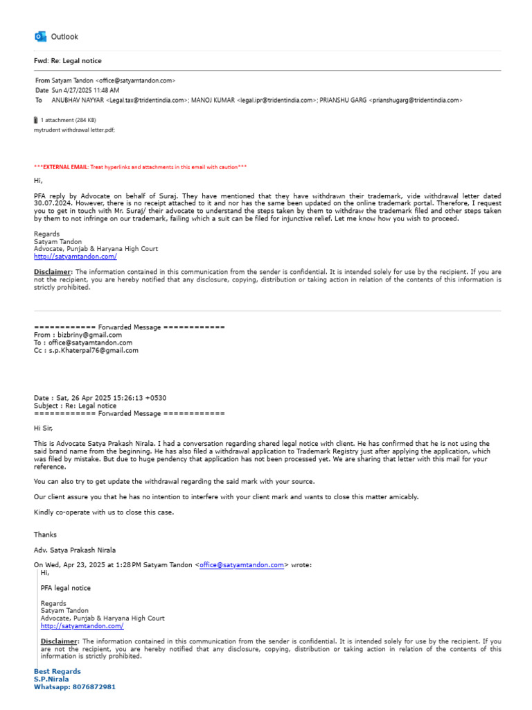 Trademark Withdrawal Legal Notice Update | PDF | Cyberspace | Internet