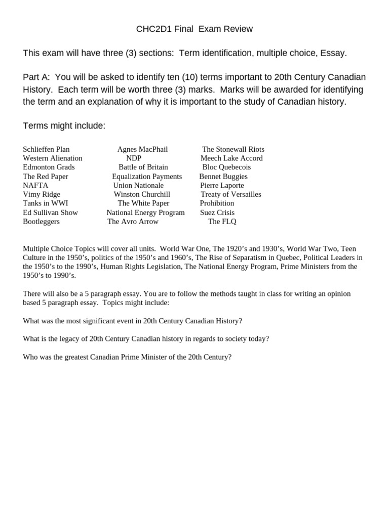 CHC2D1 Final Exam Review 2025 | PDF