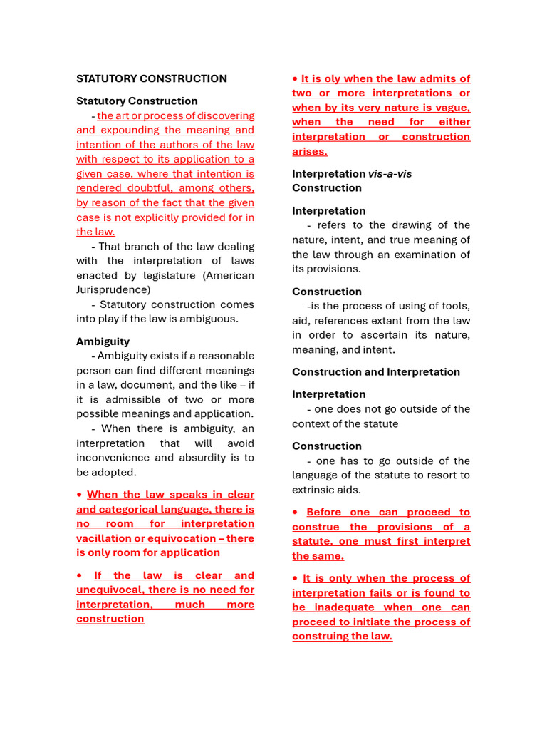 Statutory Construction Overview | PDF | Statutory Interpretation ...