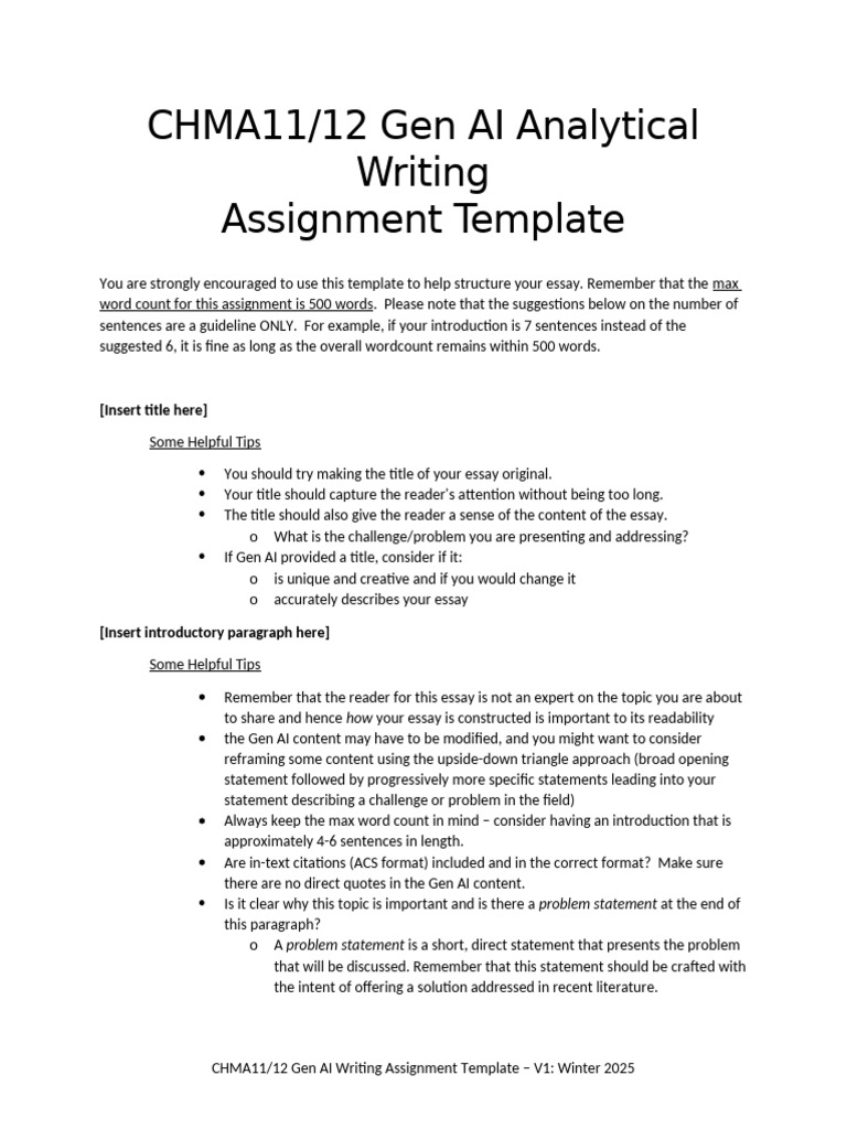 Gen AI - Essay Template V1 | PDF | Essays | Paragraph