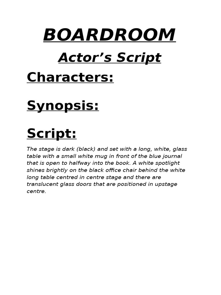 Boardroom, 2025 Actor's Script | PDF