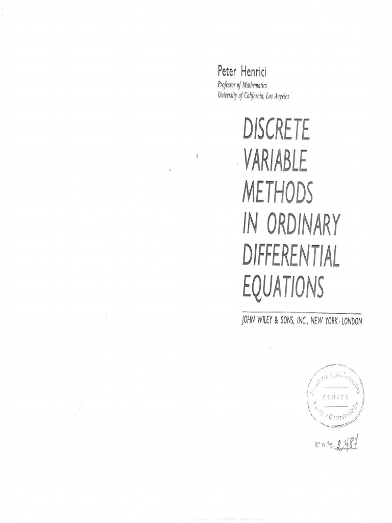 Henrici - Discrete Variable Methods in Ordinary Differential Equations ...