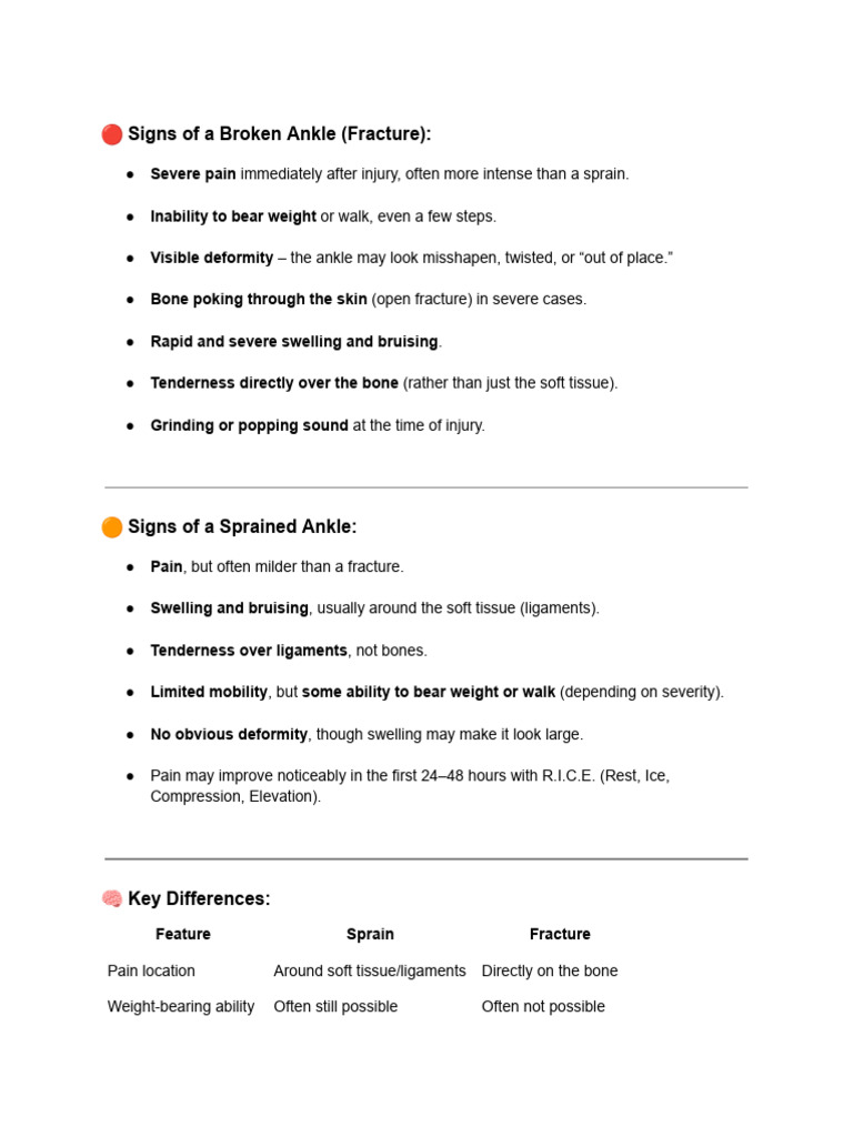 ? Signs of A Broken Ankle (Fracture) | PDF