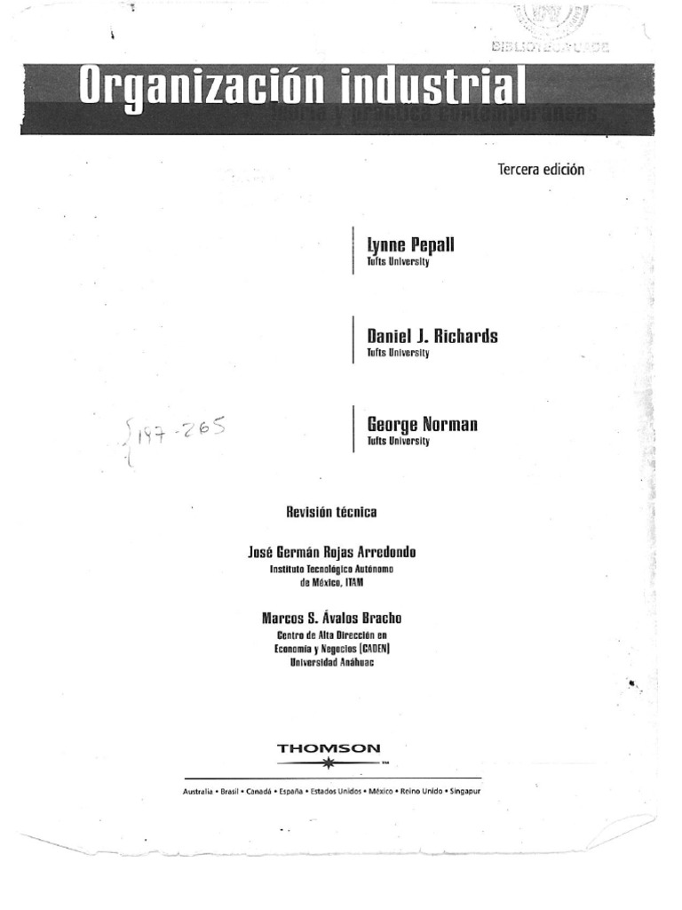 Lynne Pepall, Dan Richards, George Norman - Organización Industrial | PDF