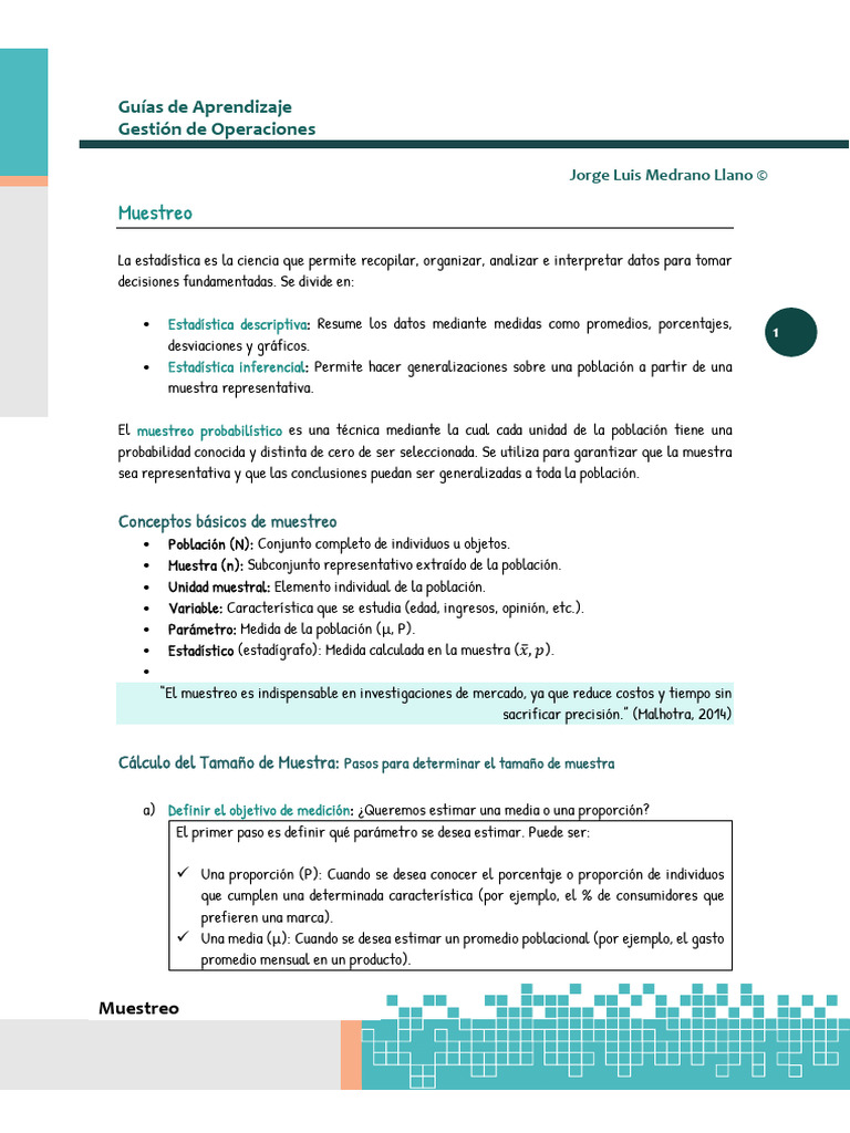Muestreo (Primera Parte) | PDF | Muestreo (Estadísticas) | Intervalo de confianza