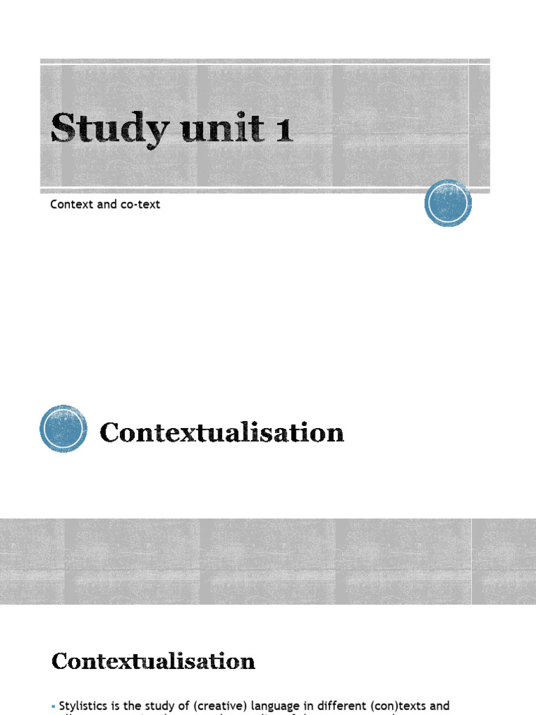 Stylistics Unit 1-Context and Co-Text | PDF | Linguistics | Word