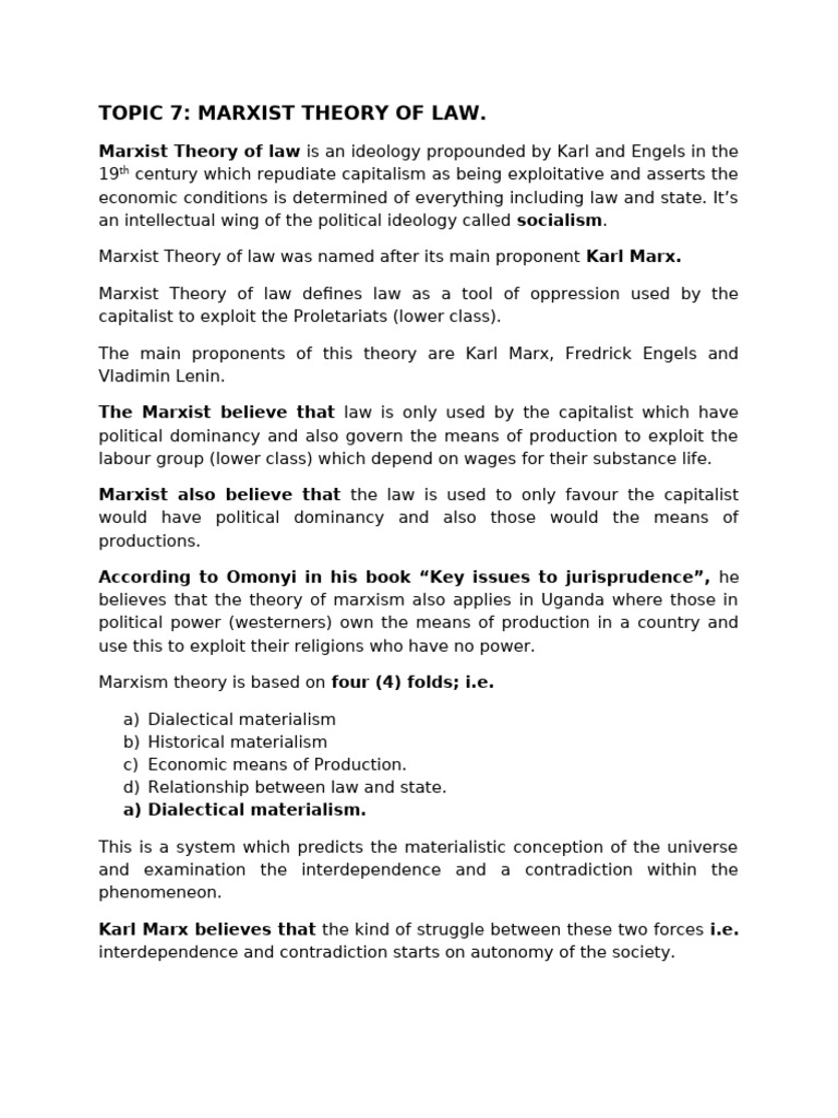 Marxist Theory of Law Explained | PDF | Marxism | Karl Marx