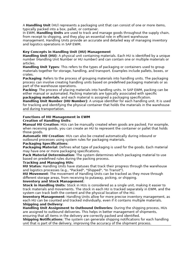 HU Unit | PDF | Warehouse | Logistics