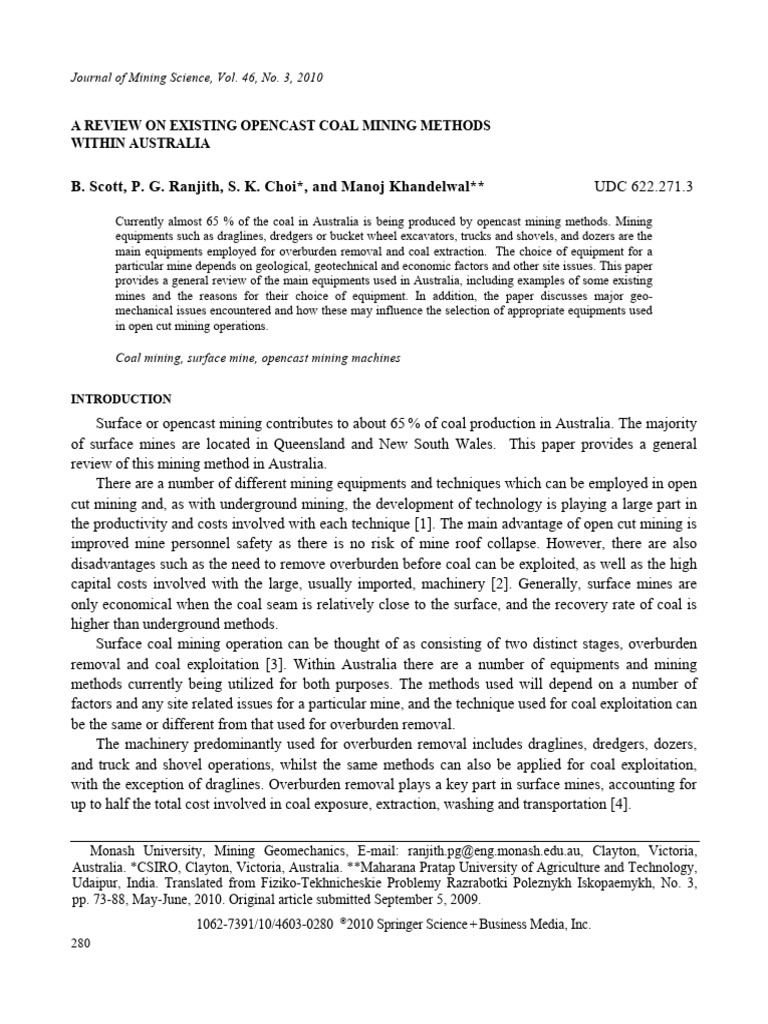 Journal of Mining Science 46 (3), 2010, 280-297, A Review On Existing ...