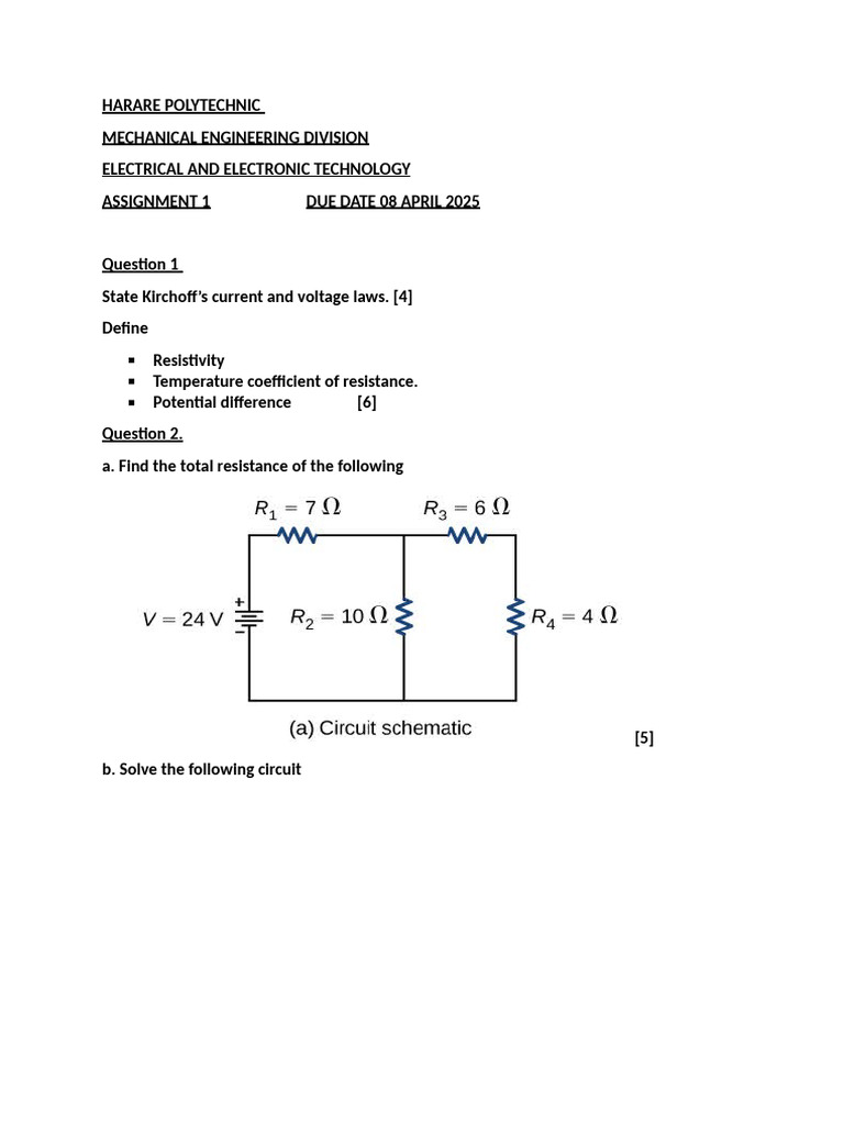 Electrical Engineering Assignment Overview | PDF