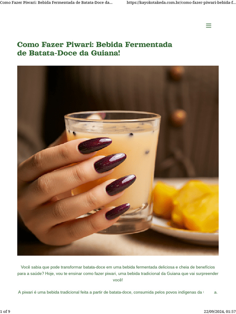 Como Fazer Piwari_ Bebida Fermentada de Batata-Doce Da Guiana! | PDF ...