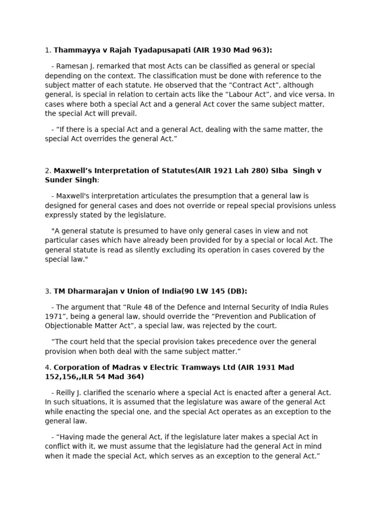 Special Law Prevails Over General Law | PDF | Repeal | Civil Law ...