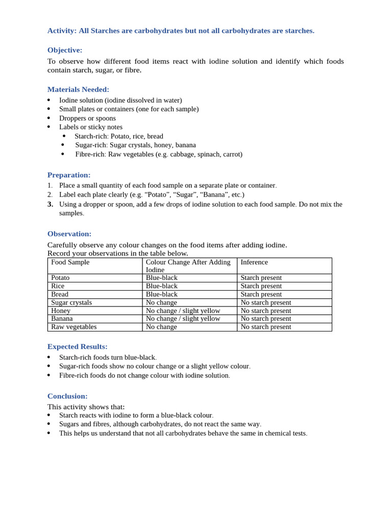 Activity Carb Test | PDF
