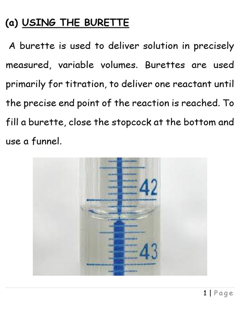 1 (A) Using The Burette | PDF