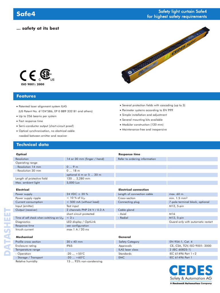 Safe4 Safety Light Curtain Features | PDF | Electrical Engineering ...