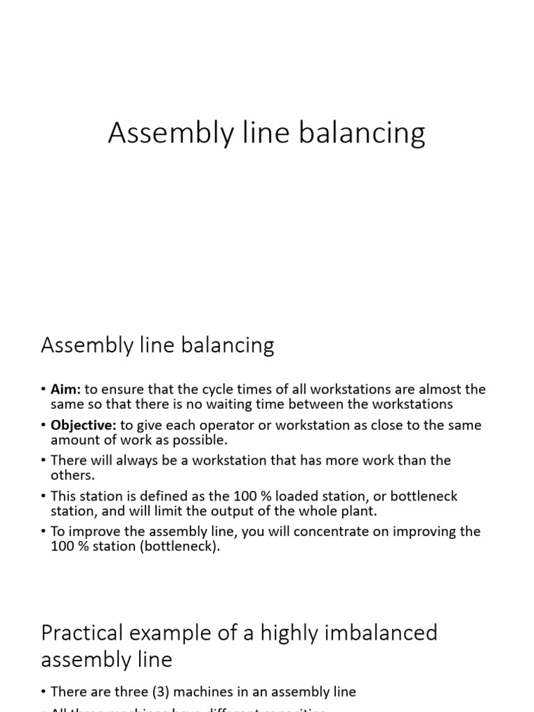 Assembly Line Balancing | PDF | Workload | Production And Manufacturing