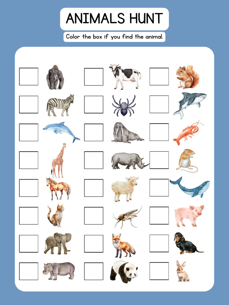 Animals Scavenger Hunt | PDF