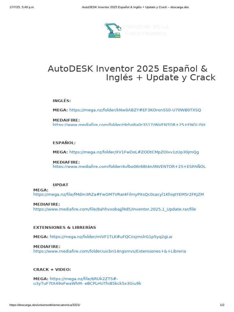 AutoDESK Inventor 2025 Español & Inglés + Update y Crack - Descarga ...