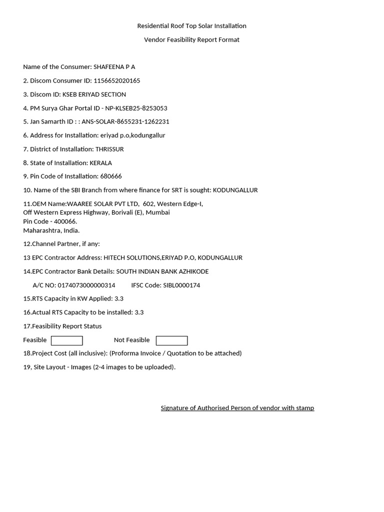 Residential Solar Vendor Feasibility Report | PDF