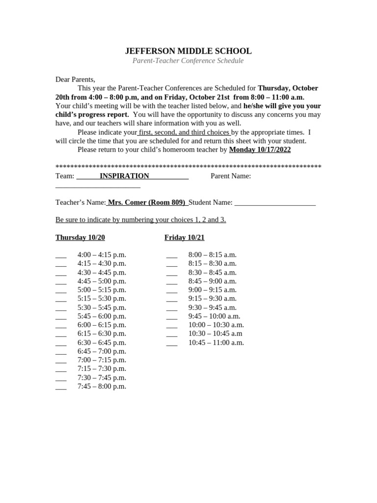 22 - 23 P - T Conference Letter | PDF