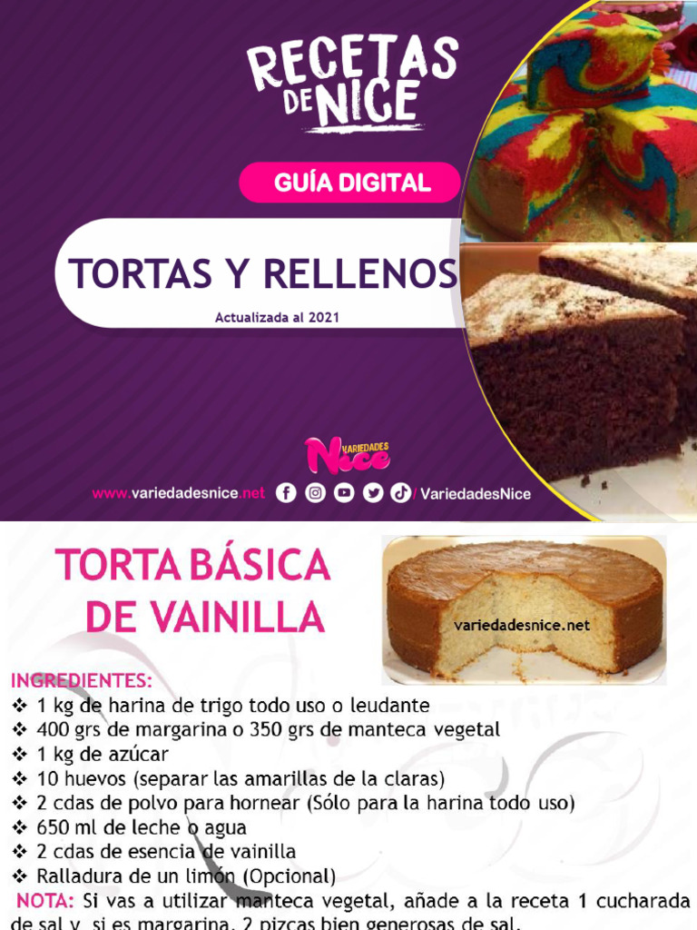 GUIA DE TORTAS Y RELLENOS VARIEDADES NICE | PDF