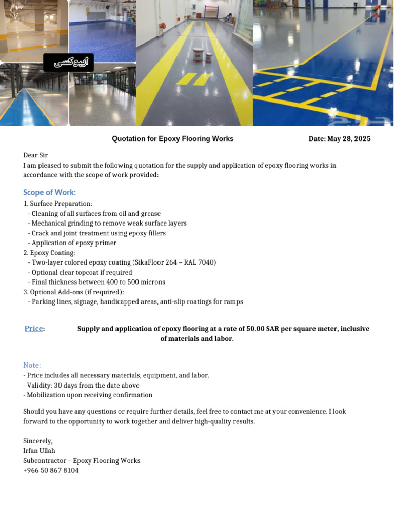Epoxy Flooring Quotation Details | PDF