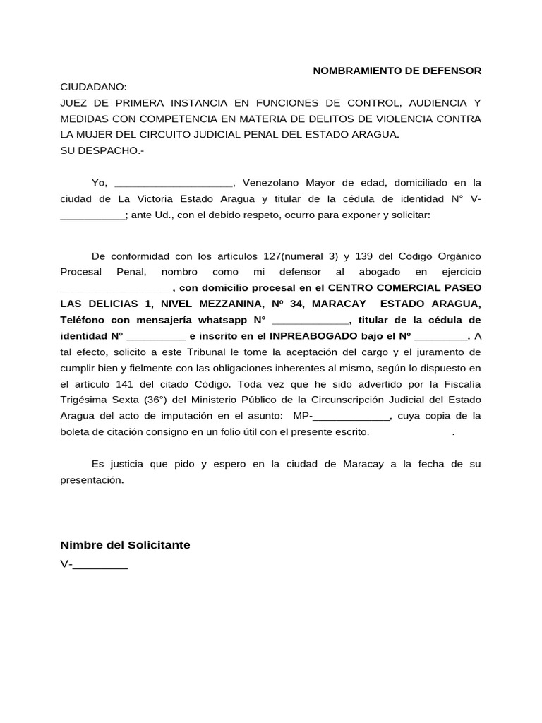 Nombramiento de Defensor en Aragua | PDF