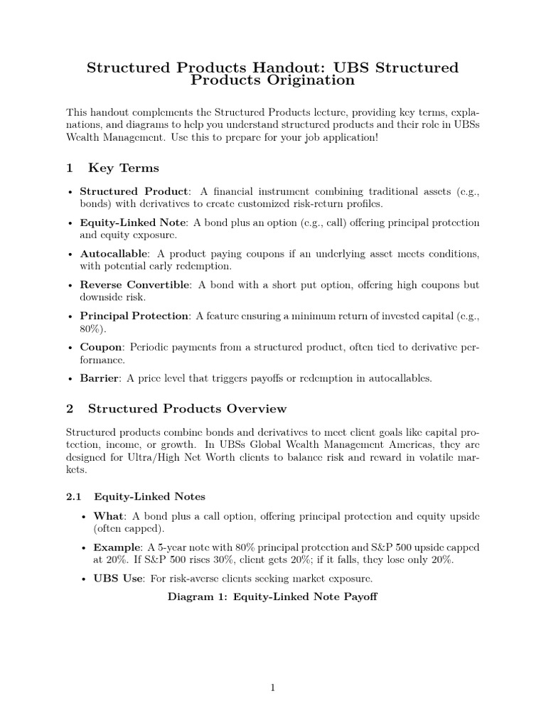 UBS Structured Products Overview | PDF | Bonds (Finance) | Derivative ...