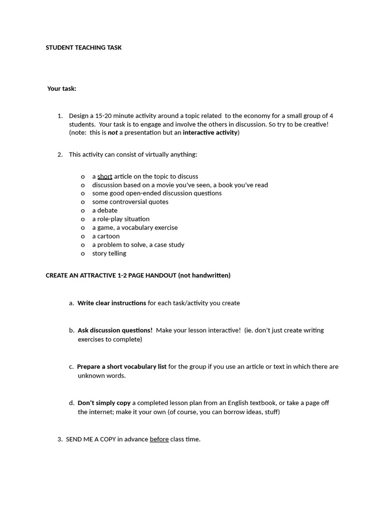 Student Teaching Task Ec | PDF | Human Communication | Learning