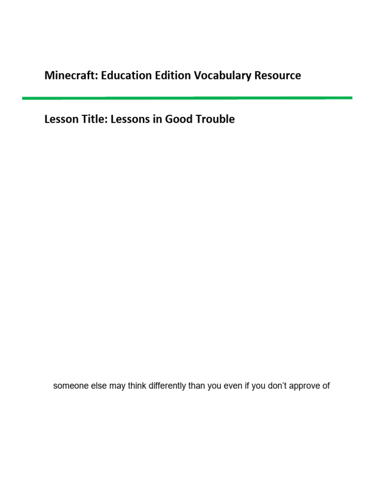 Lessons in Good Trouble Vocabulary | PDF