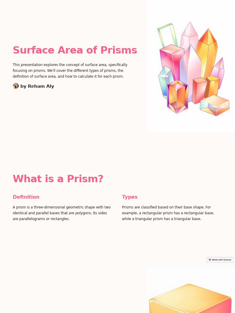 Surface Area of Rectangular & Triangular Prisms | PDF | Area | Surface Area