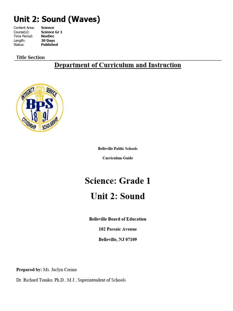 Unit - Unit 2 - Sound (Waves) - 20250811093427 | PDF | Sound | Learning