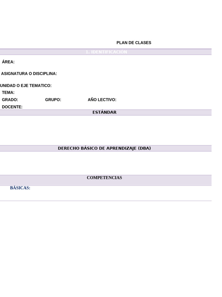 plantilla plan de clases | PDF