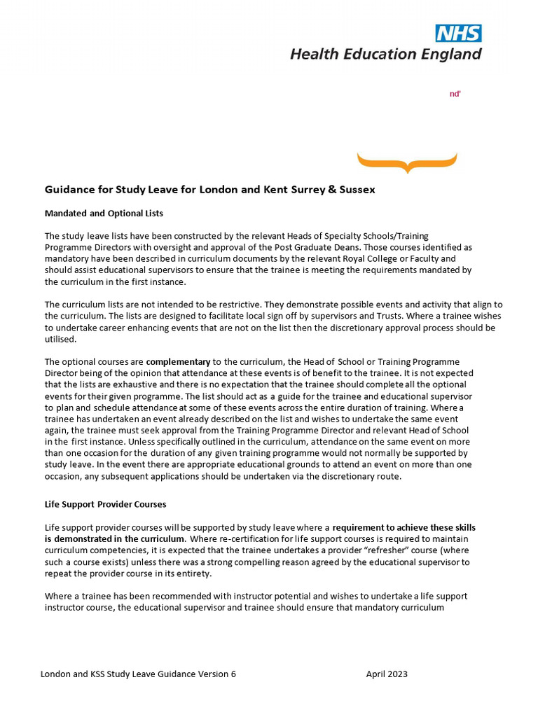 Study Leave Guidance 2023 | PDF | Curriculum
