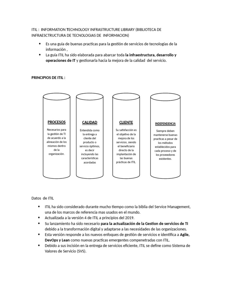 ITIL 4: Mejora de Servicios TI | PDF | Itil | Tecnologías de la información