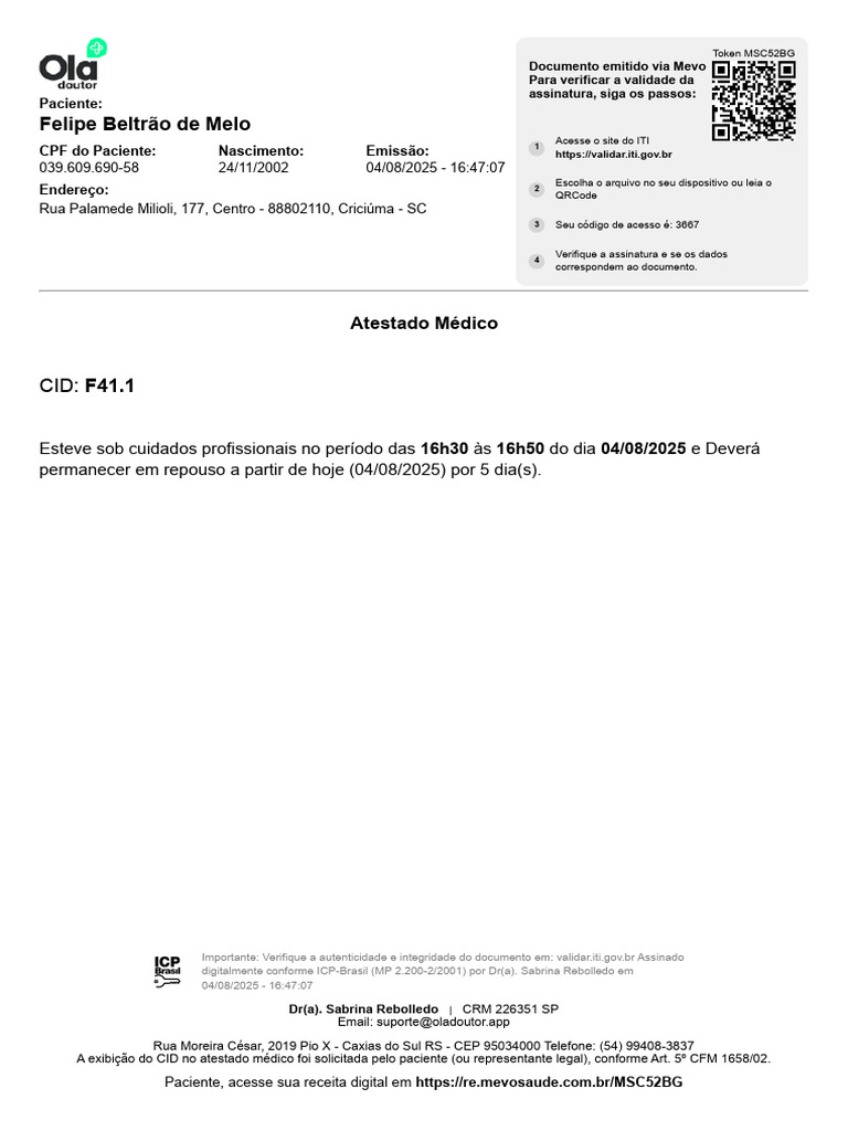 exemplo de atestado medico | PDF