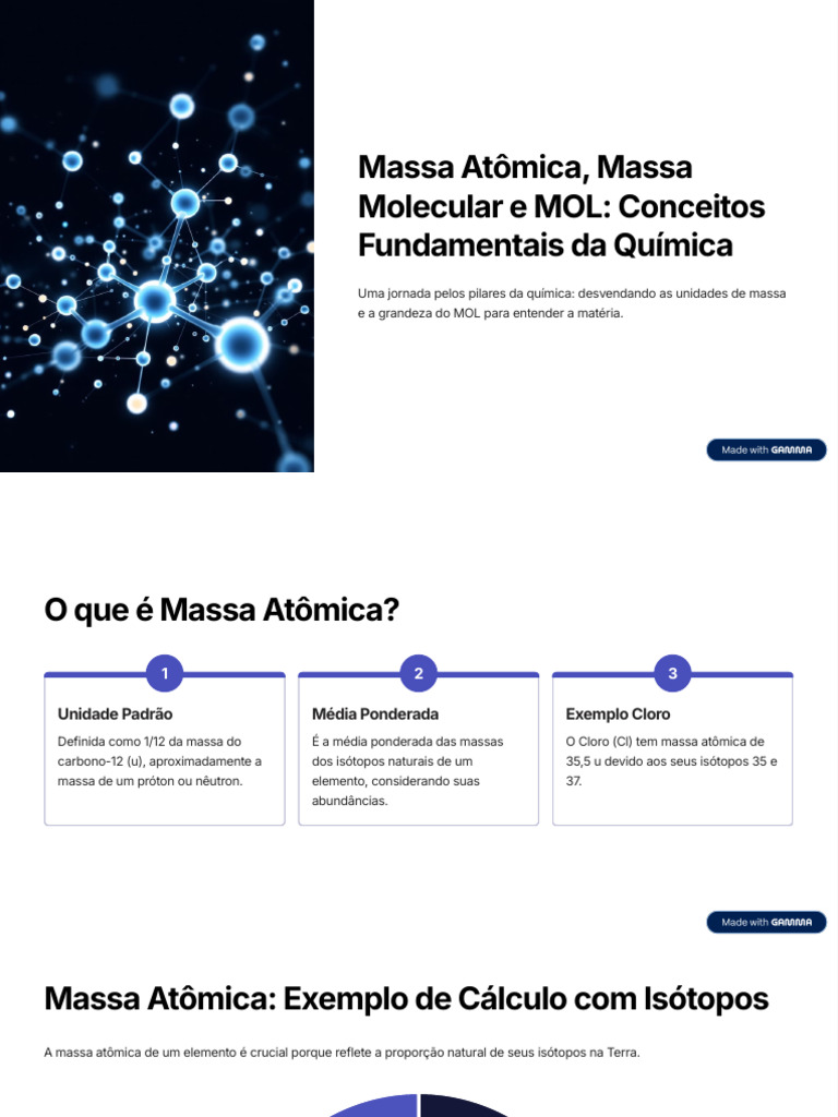 Massa Atomica Massa Molecular e MOL Conceitos Fundamentais Da Quimica ...
