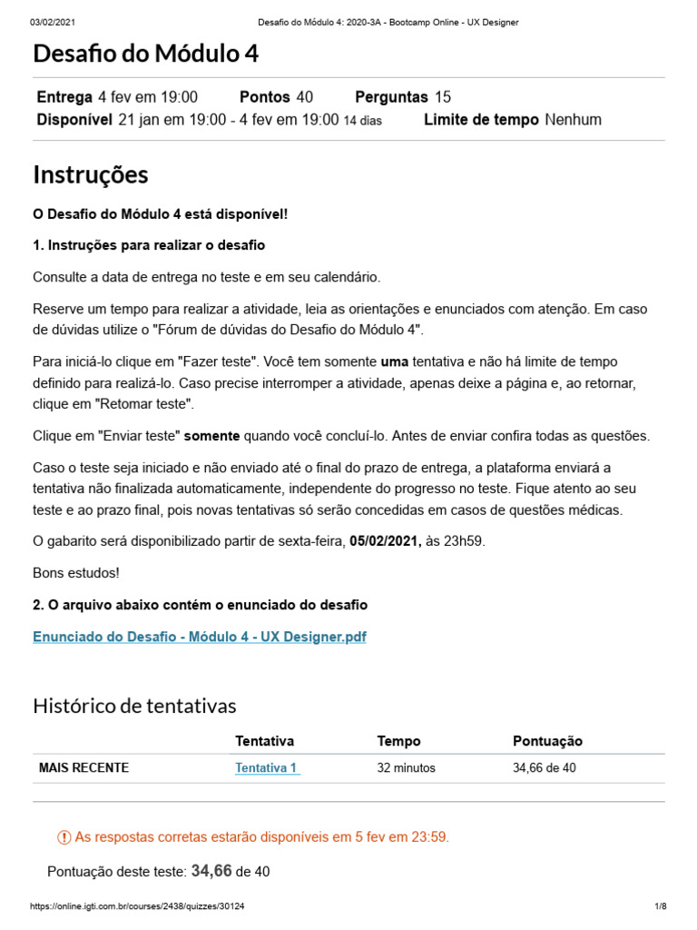 Desafio do Módulo 4_ 2020-3A - Bootcamp Online - UX Designer | PDF | Internet