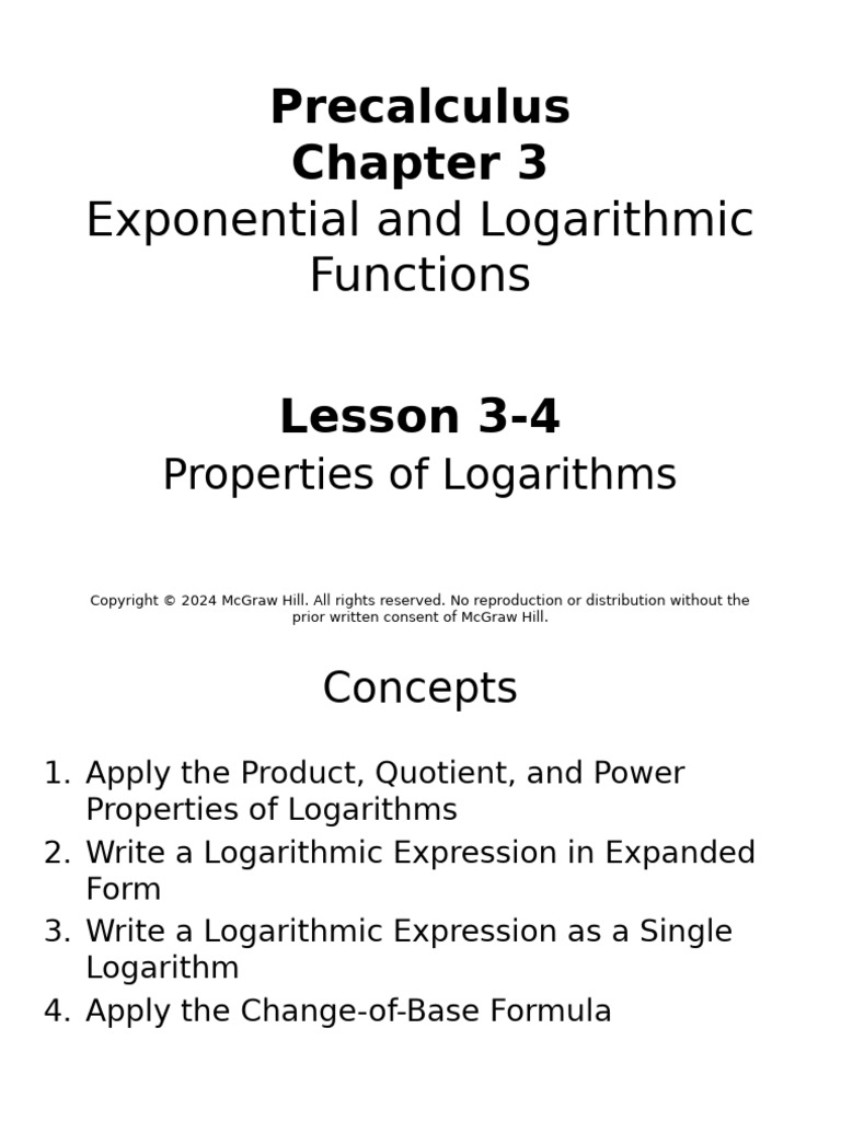 Lesson 3-4 Presentation With Solutions | PDF | Logarithm | Combinatorics