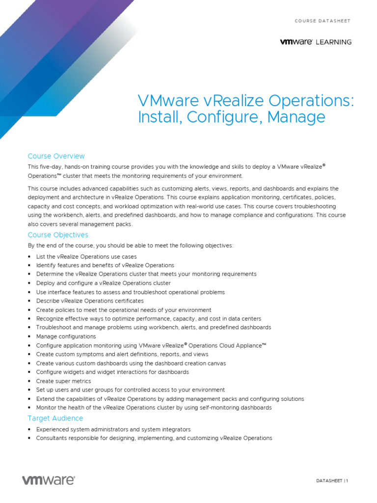 vRealize Operations Training Overview | PDF | Cloud Computing | Trademark