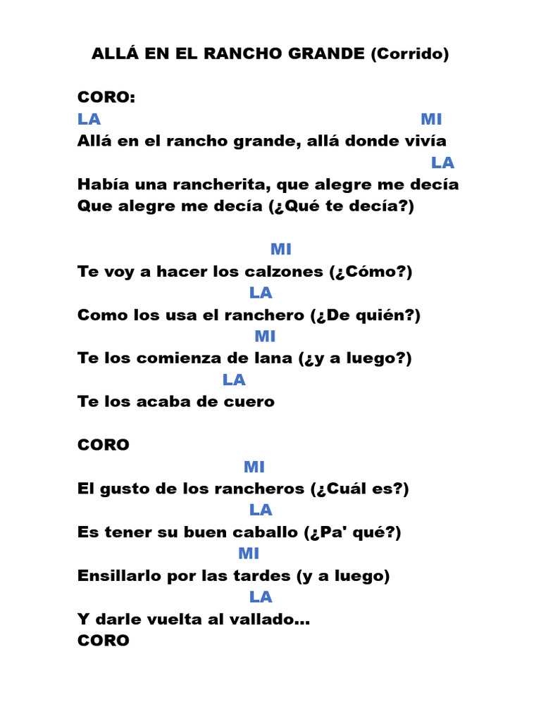 Allá en El Rancho Grande A | PDF