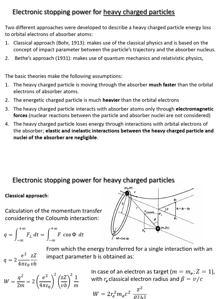 Electronic Stopping Power For Heavy Charged Particles | PDF | Electron ...