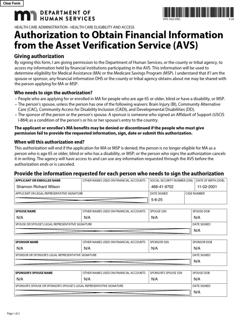AVS Form | PDF | Society Of The United States