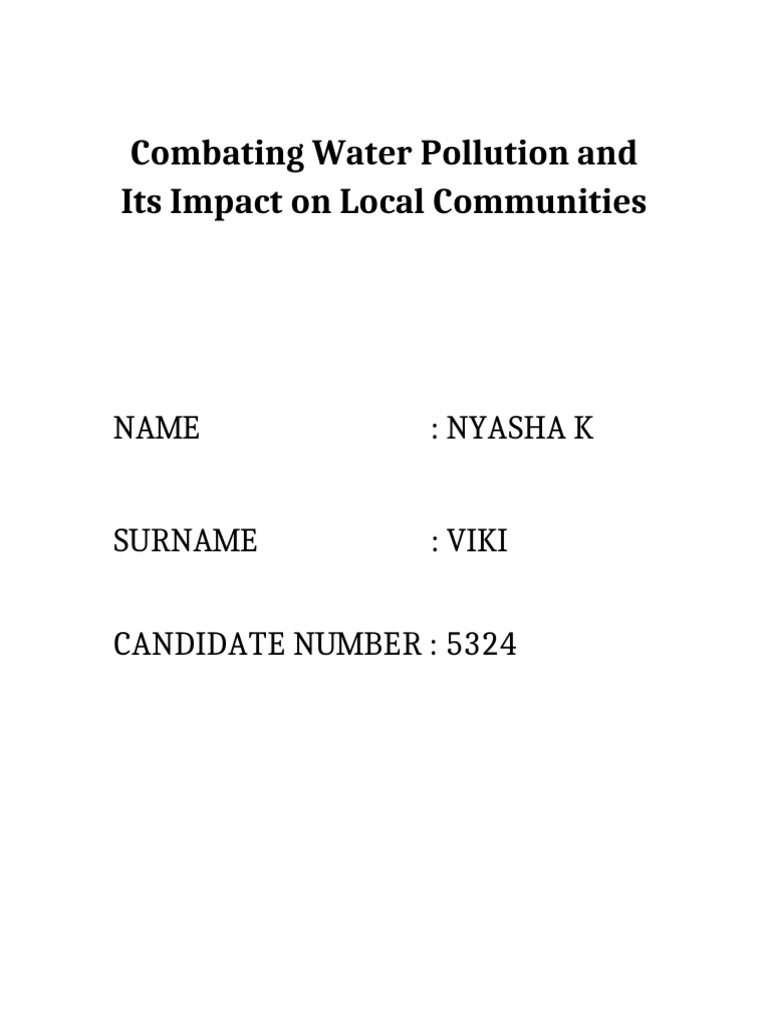 Community Action Against Water Pollution | PDF | Water Pollution ...