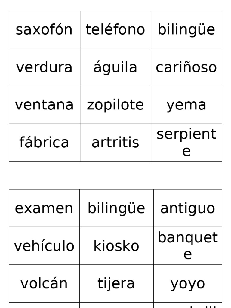 Cartón de Loteria de Palabras para Estucientes de Primer Grado Primaria ...