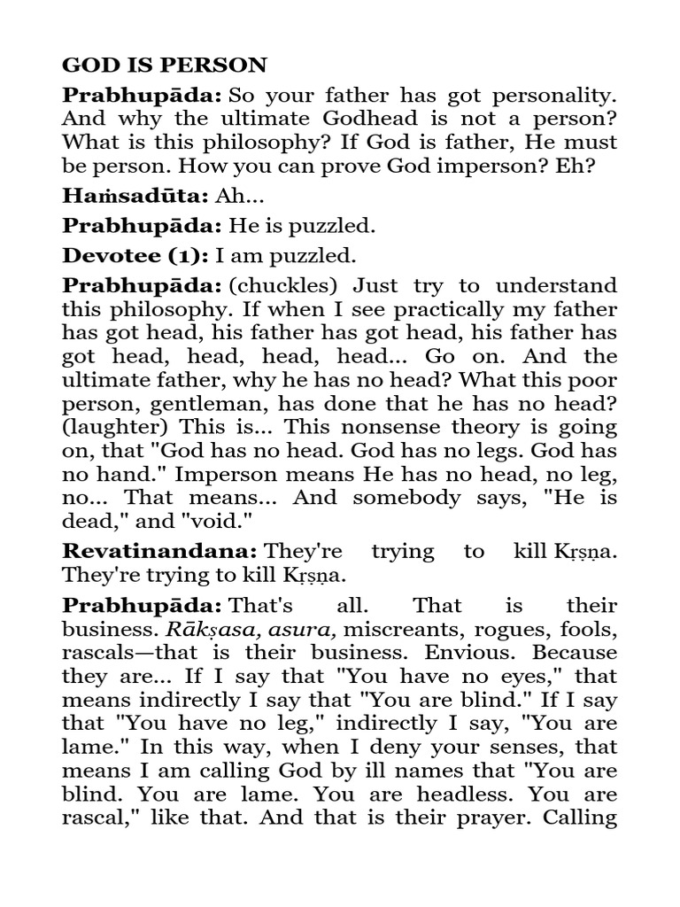 God is Person | PDF | Meditation | Bhakti