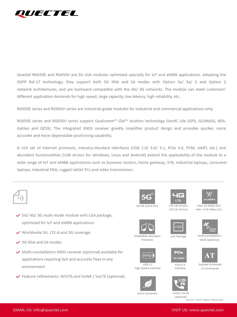 Quectel RG650E&RG650V Series 5G Specification V1.0.0 Preliminary ...